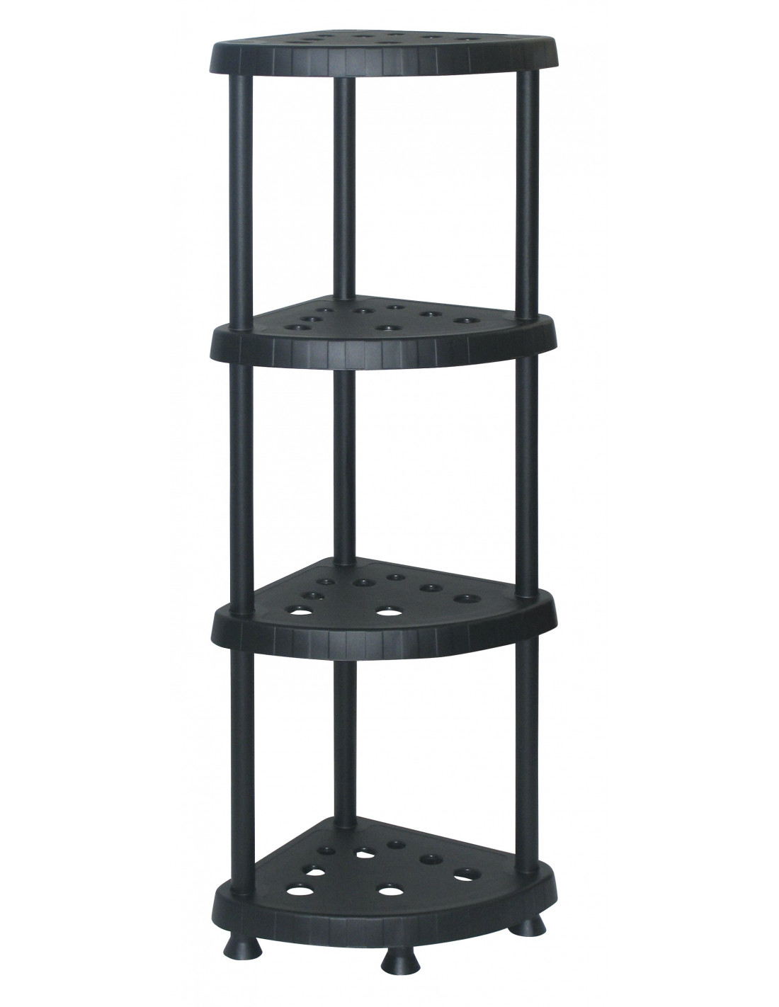 Scaffale modulare angolare a quattro ripiani traforati e fissi in PP ...