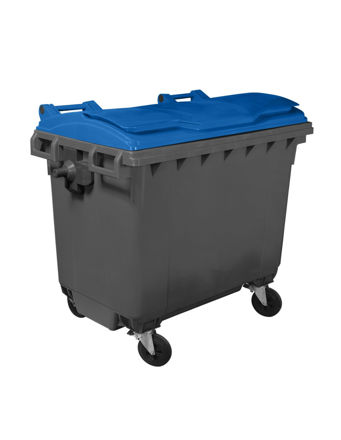 Cassonetto bicolor porta rifiuti 660 litri con 4 ruote e coperchio piano