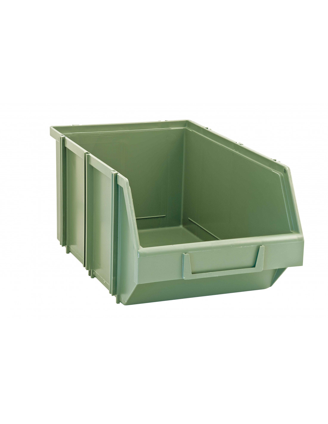 Set di 7 contenitori a bocca di lupo sovrapponibili ed impilabili di colore verde