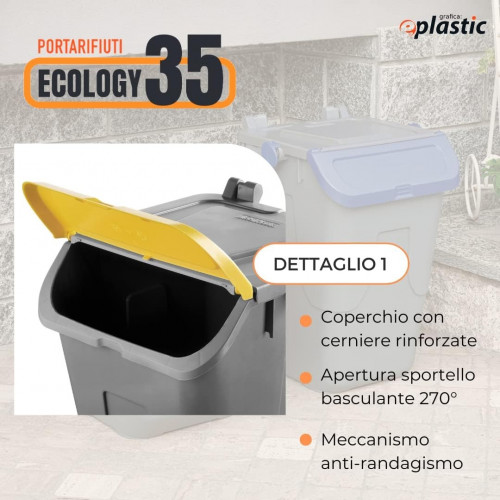 Bidone per raccolta differenziata grigio con sportello basculante ...