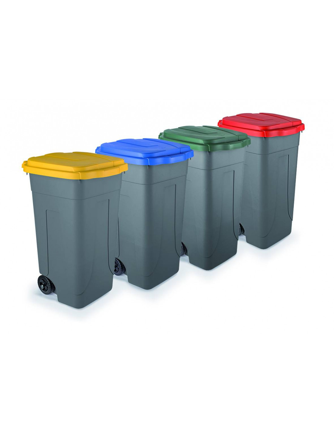 Set 4 Set 4 bidoni 80 litri per raccolta differenziata - fondo grigio e ...