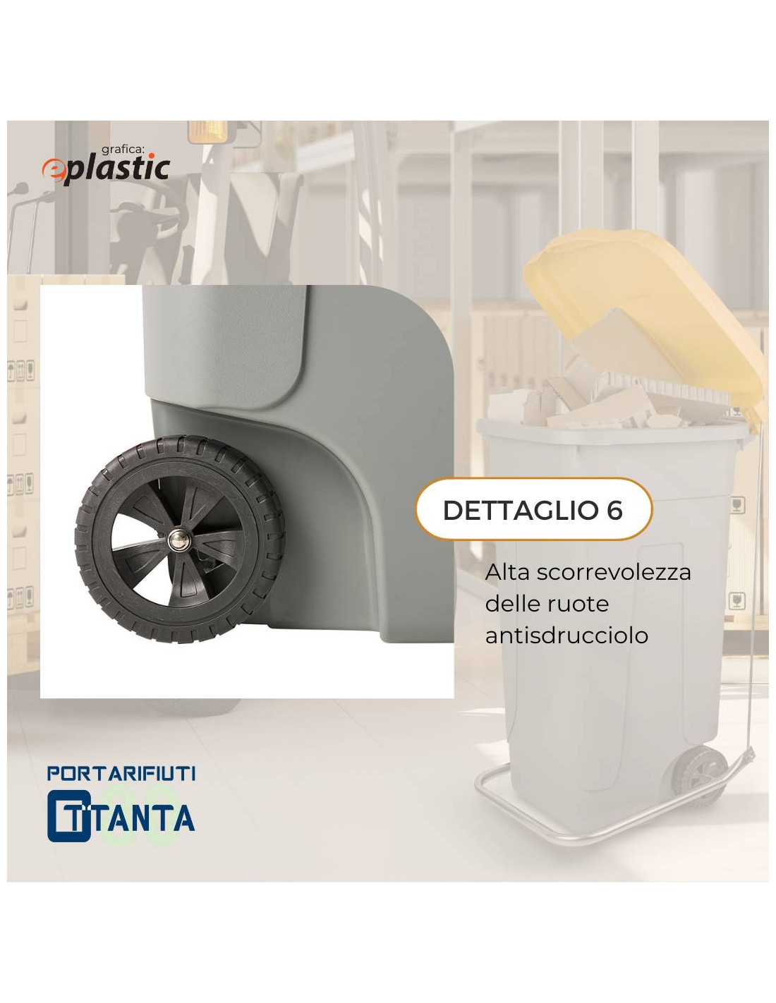 Set 4 Set 4 bidoni 80 litri per raccolta differenziata - fondo grigio e ...