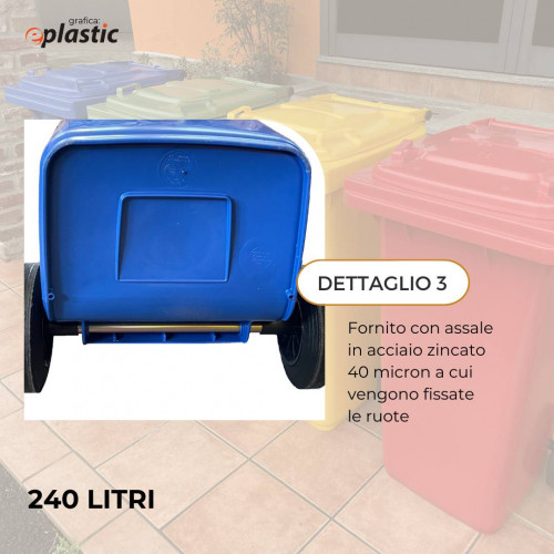 Set 4 bidoni 240 litri per raccolta differenziata - fondo grigio e ...