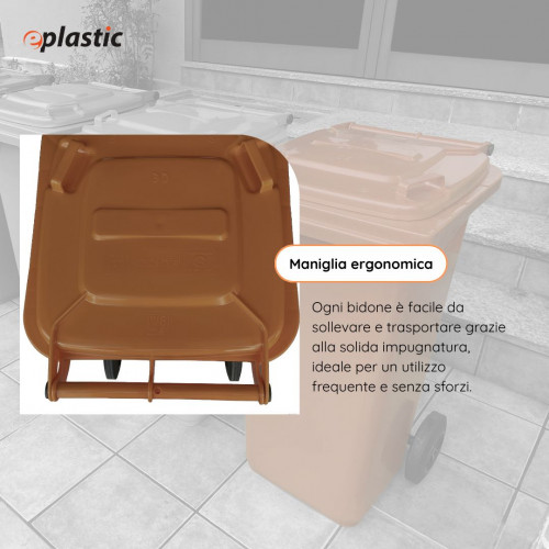 Bidone carrellato monocolore 240 litri per raccolta differenziata